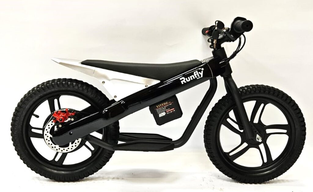 RUNFLY ELECTRIC BALANCE BIKE 16 INCH – Black/Silver – Aria Bikes